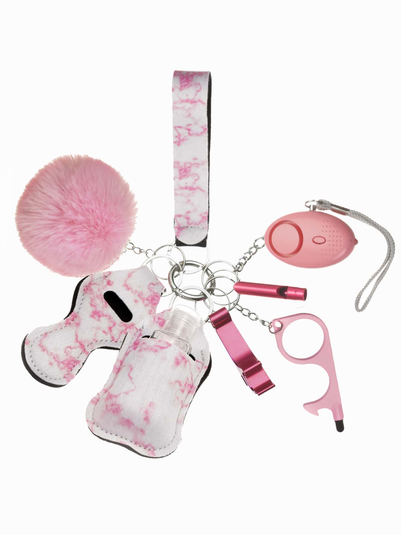 9pcs Pink Self-Defense Safety Kit Bag Accessories Including Safety ...