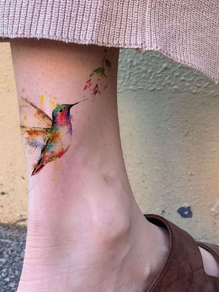 Watercolor Hummingbird Tattoo