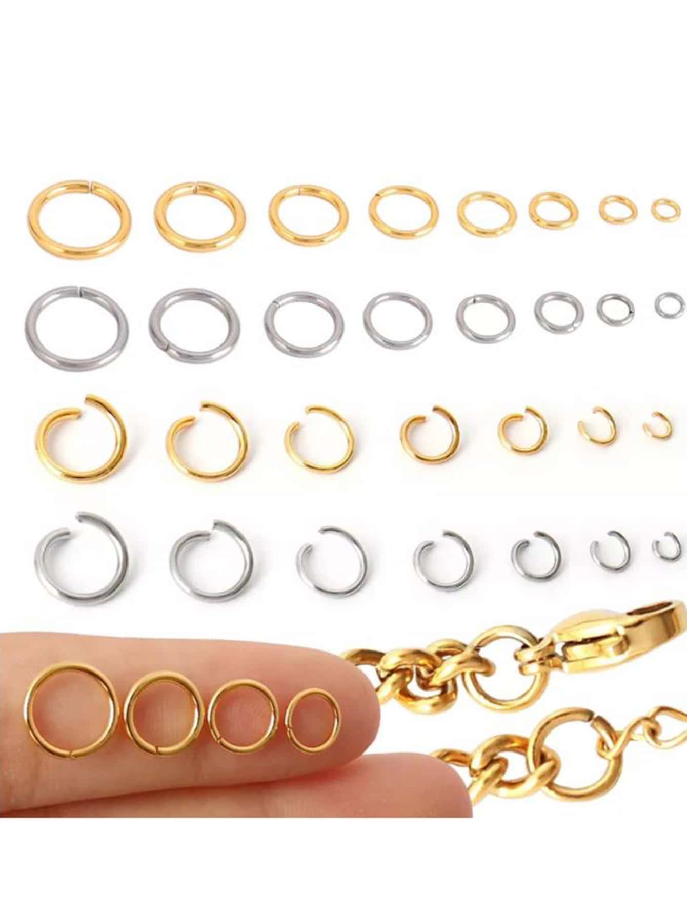 Multisize Gold-plated Jump Rings With Opening, Used For Diy Jewelry ...