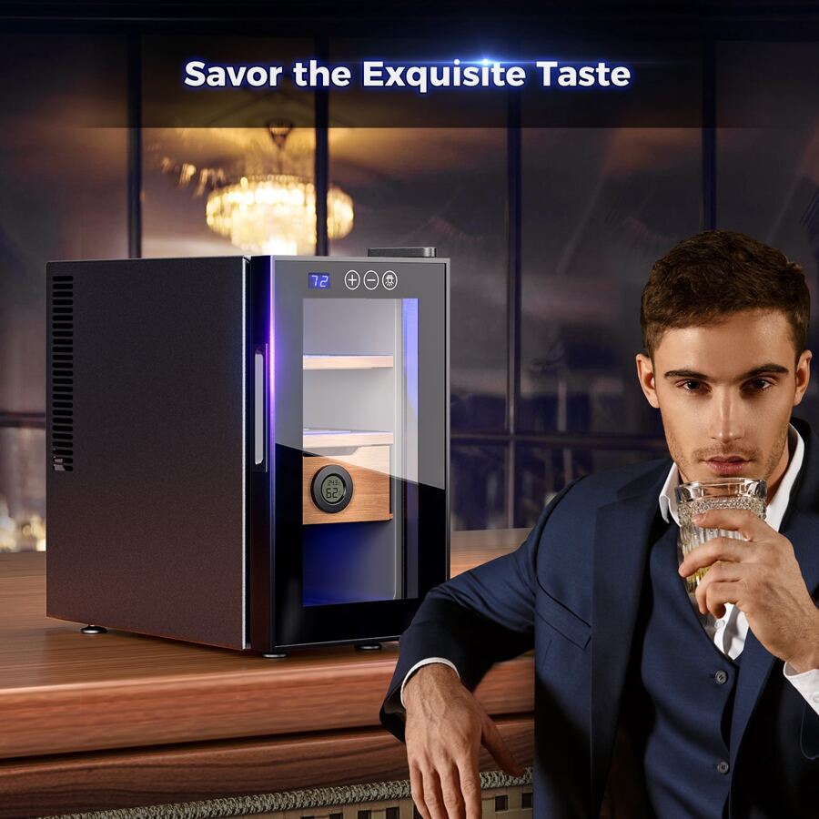 Electric Cooler Humidor, 23L 150 Counts Capacity, with Spanish Cedar ...