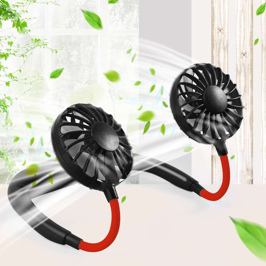 Hands-Free Neckband Fan, Portable Mini Dual Head Fan, Long Battery Life ...
