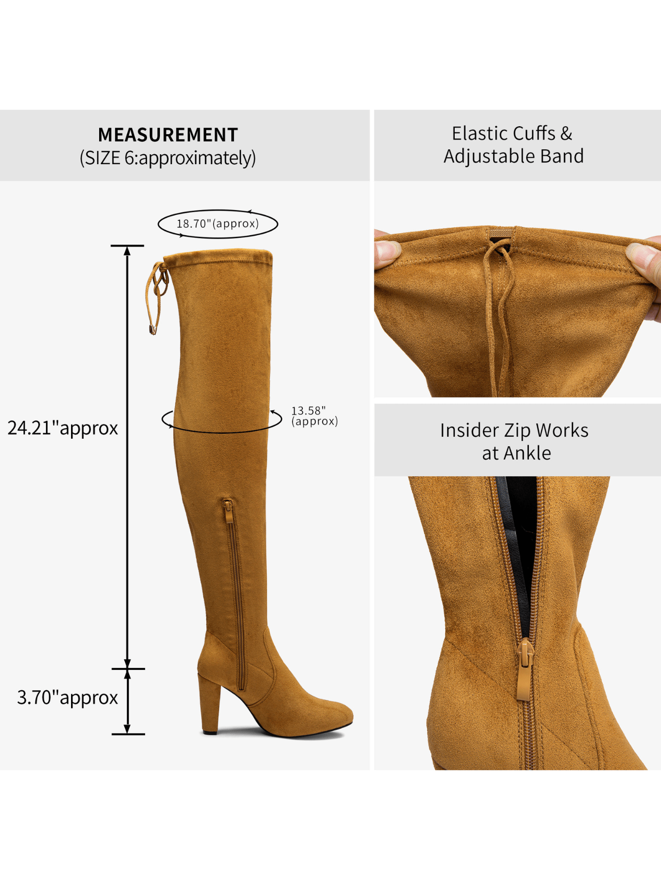 Women's 992 Thigh High |Over The Knee Boots Suede Long Boot with Inner ...