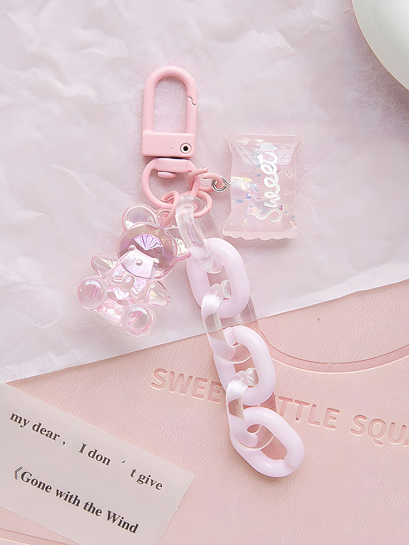 1pc Acrylic Chain Bluetooth Earphone Cover With Bear Decor, Cute ...