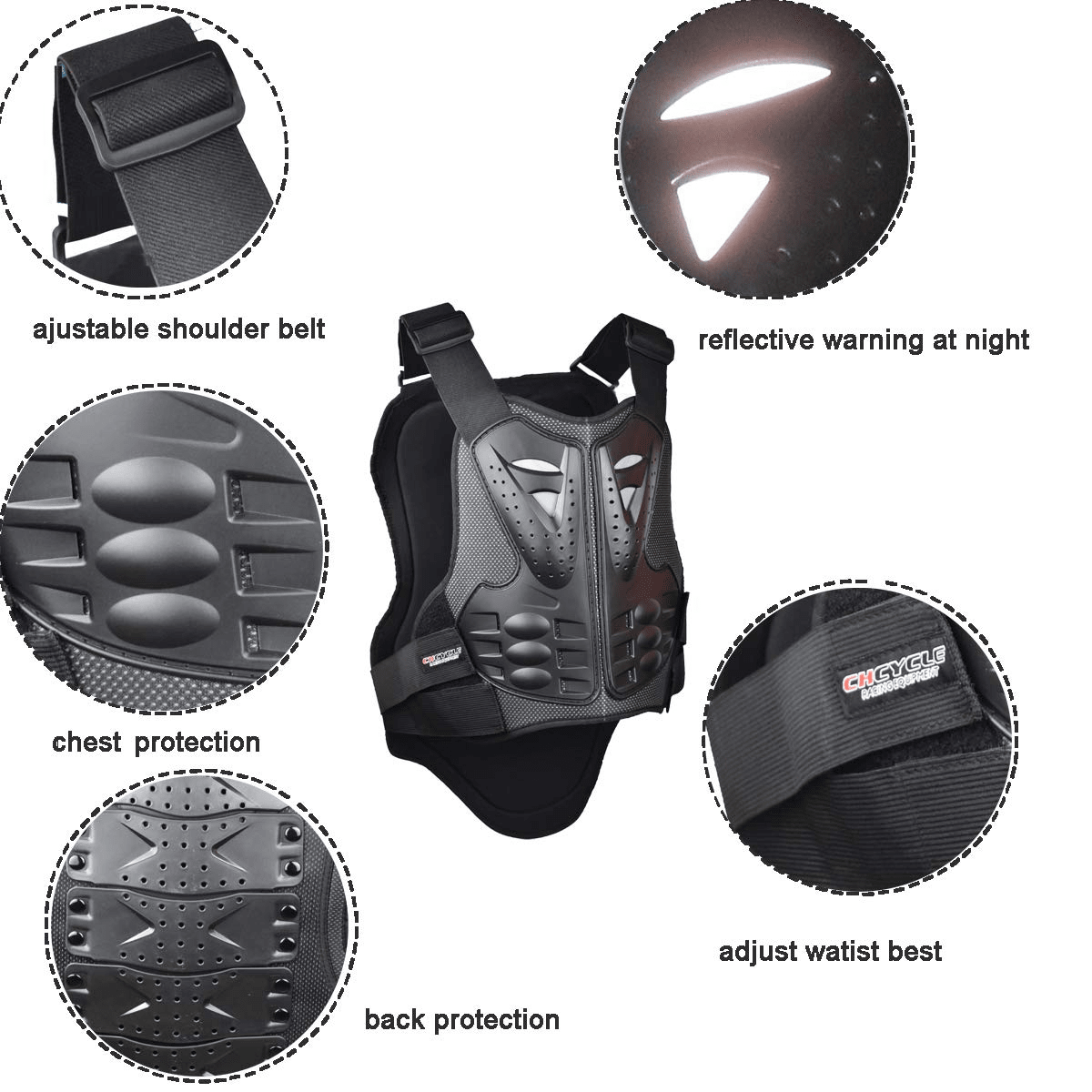 Motorcycle Vest Armor Protection Riding Chest Back Protector for Adults ...