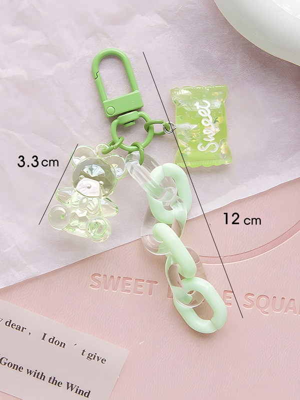 Acrylic Chain Teddy Bear Protective Case Keychain Charm For Bag And Key ...
