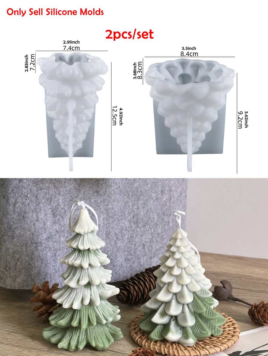 2pcs/Set Pine Tree Shaped Candle Molds | SHEIN USA