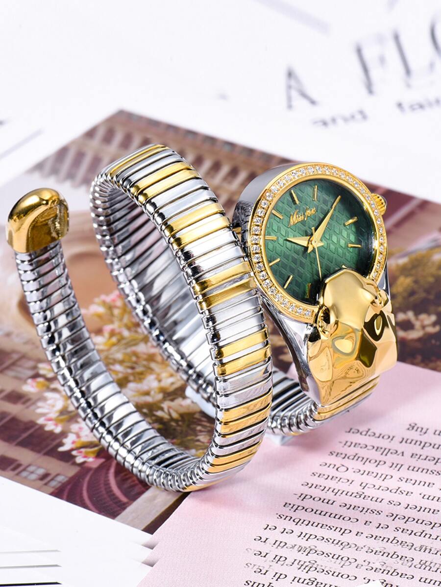 Miss fox Missfox Women's Unique Snake Shaped Quartz Watch With Green ...