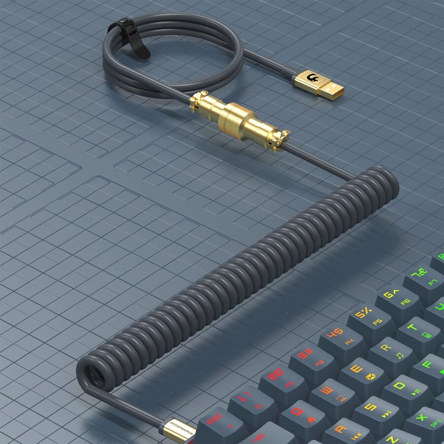 Custom Coiled Keyboard Cable for Gaming Keyboard, Double-Sleeved ...