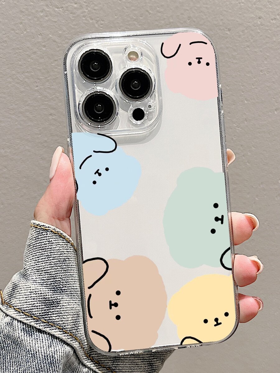 1pc Colorful Cartoon Dog Pattern Transparent Phone Case For Anti-drop ...