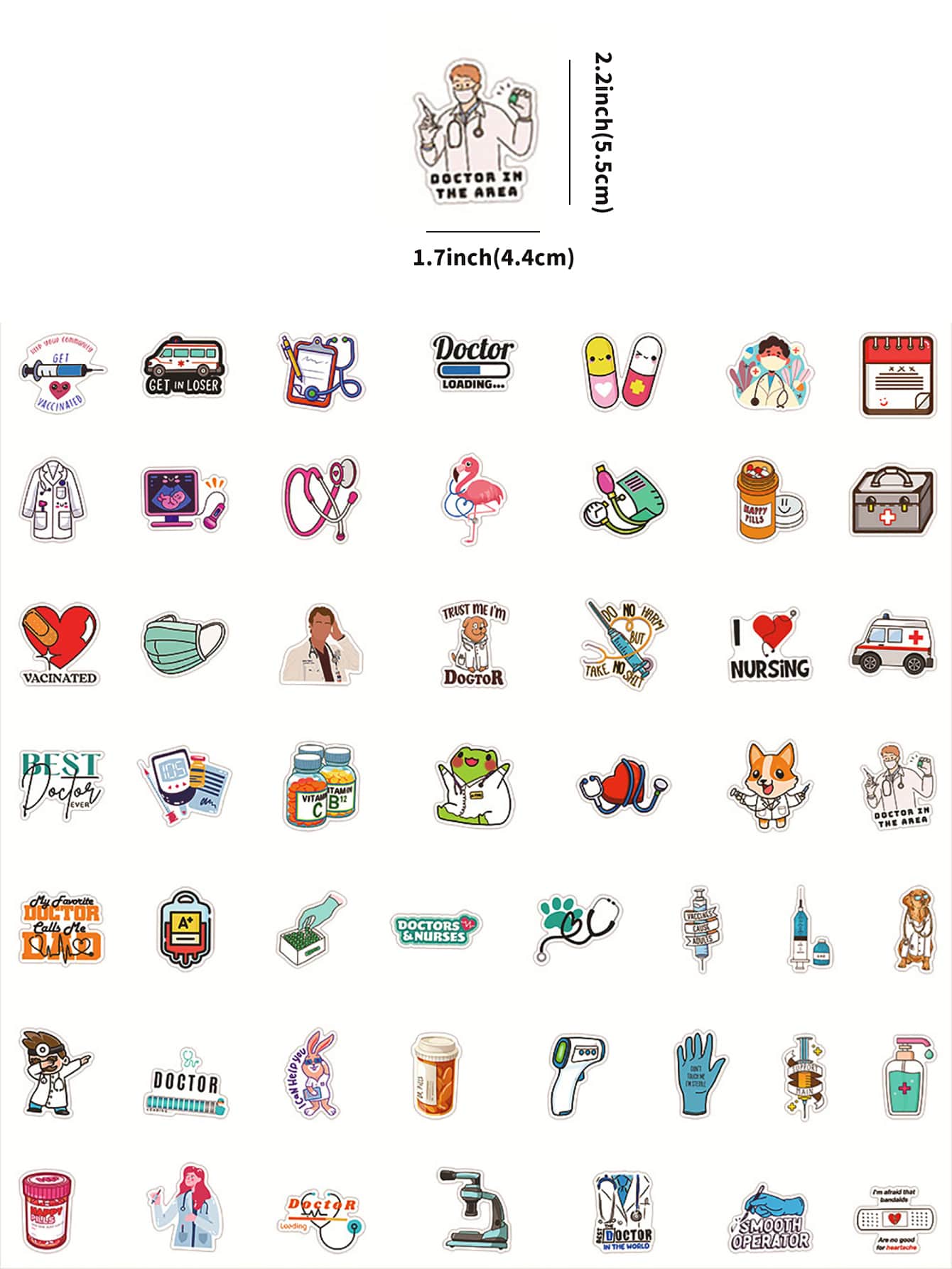 50 Pcs Doctor Stickers, Medical Equipment Stickers, Doctor Appreciation ...