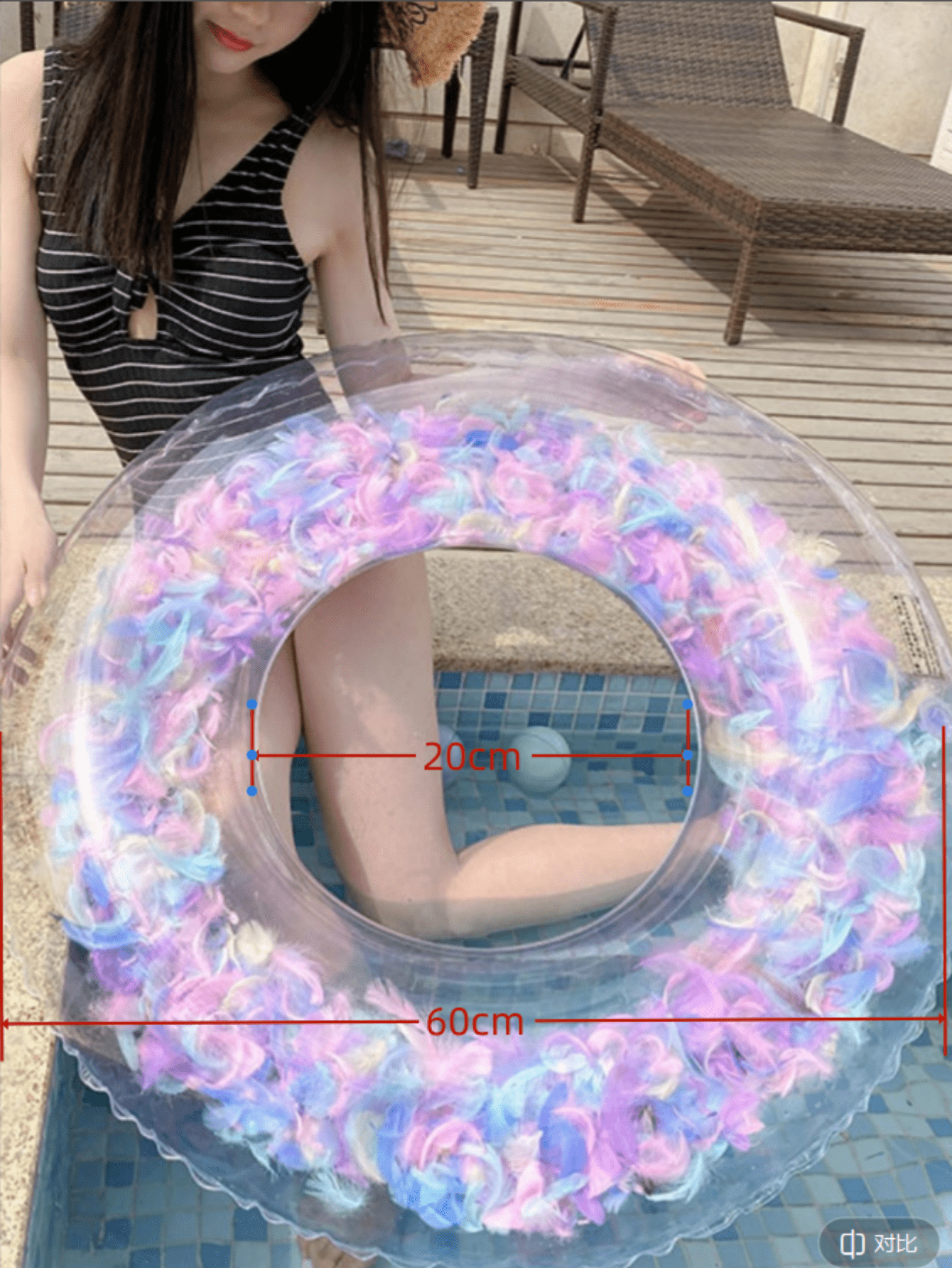 1 piece inflatable transparent feather design four-color PVC floating pool water beach floating ...