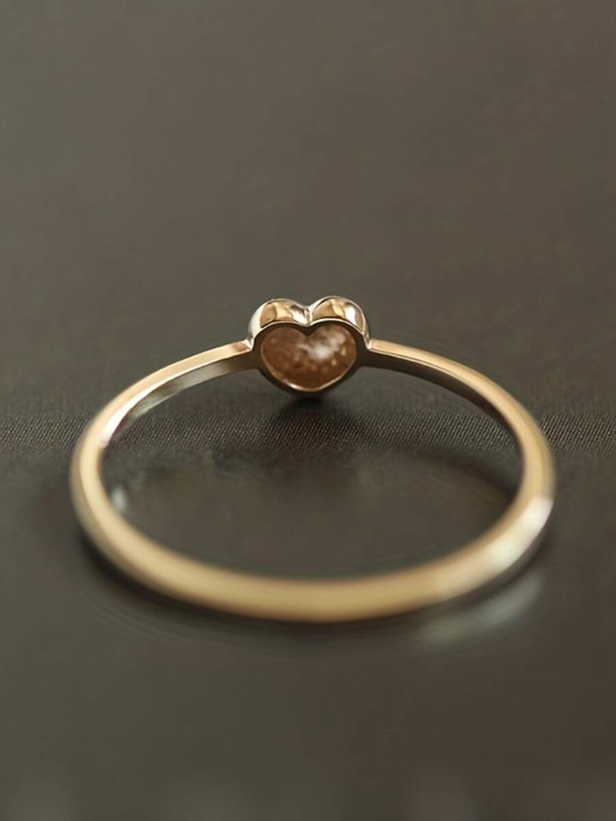 S925 Silver Plated With 14k Gold Small Heart Ring, Simple Design And ...