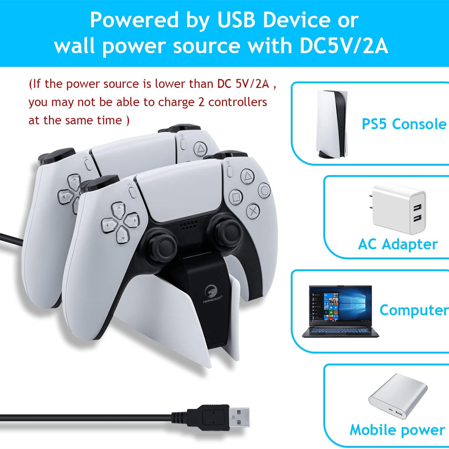 1pc Dual Controller Charging Dock With Atmosphere Light And Touch ...