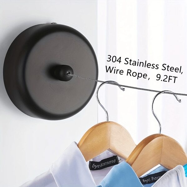 1pc Round Retractable Clothesline, Stainless Steel Wire Laundry Line ...