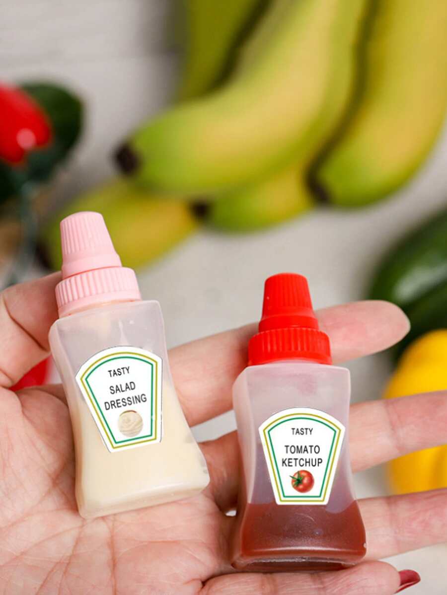 4pcs, Mini Ketchup Bottles, Condiment Squeeze Bottle,Plastic Portable ...