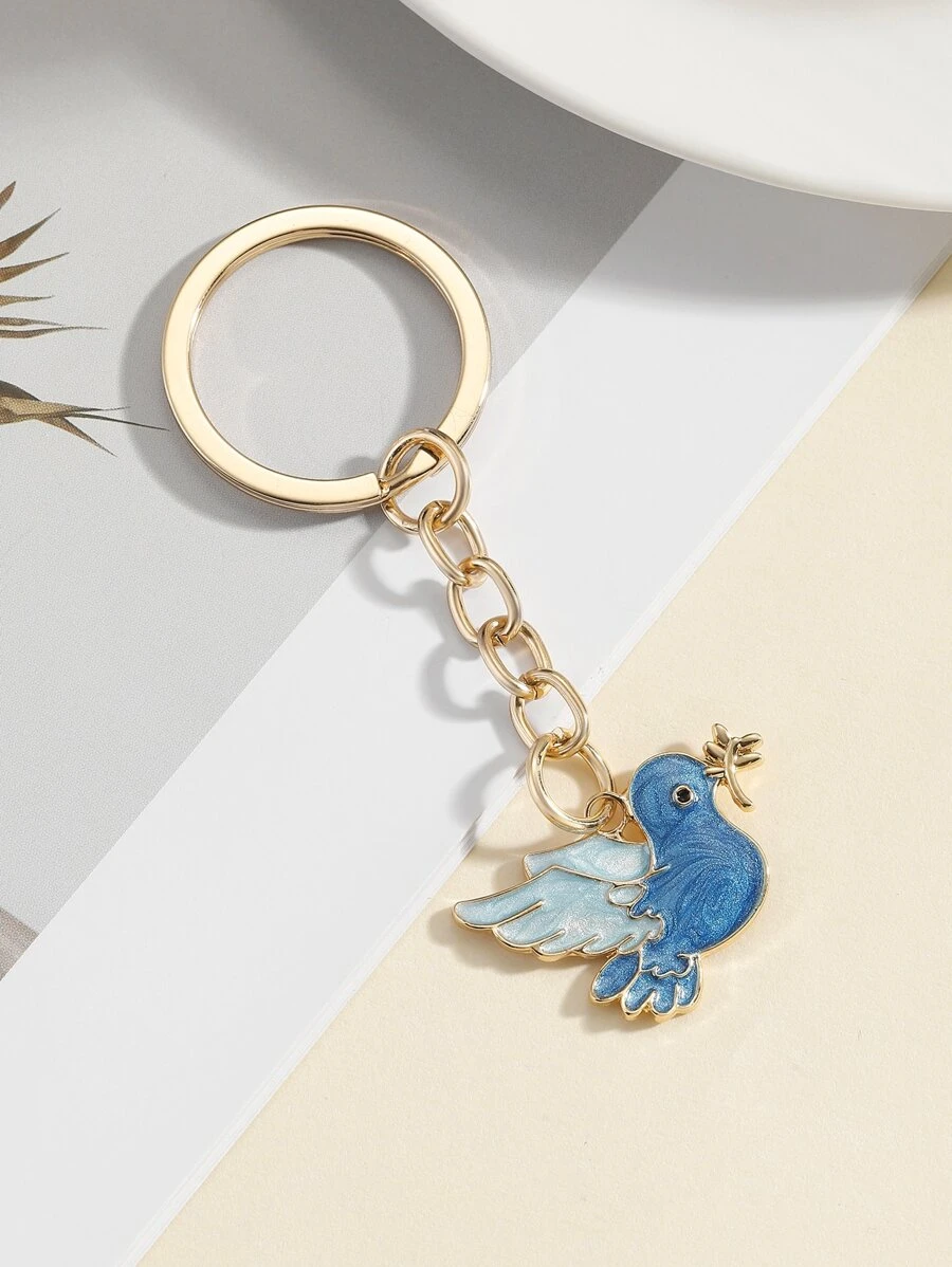 1pc European & American Fashionable Pigeon-shaped Hand-painted Keychain ...
