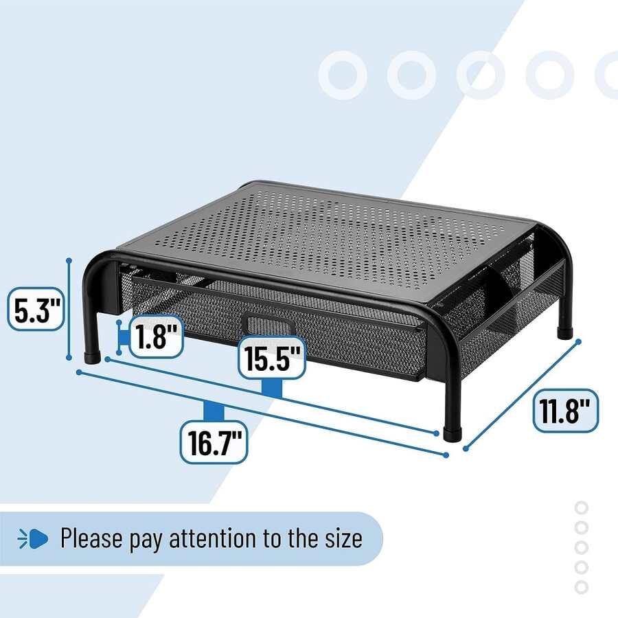 Metal Mesh Monitor Stand With Drawer, Computer Monitor Stand For ...