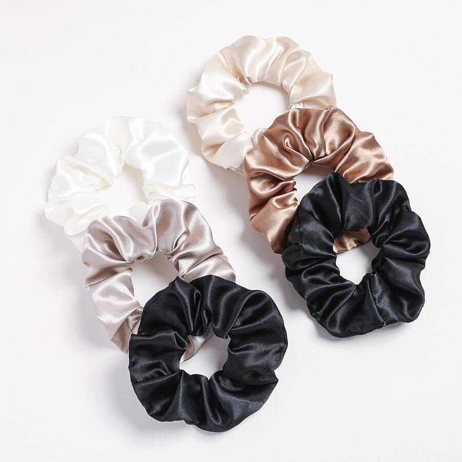 6pcs/Set Women's Solid Color Satin Fashionable Versatile Hair ...