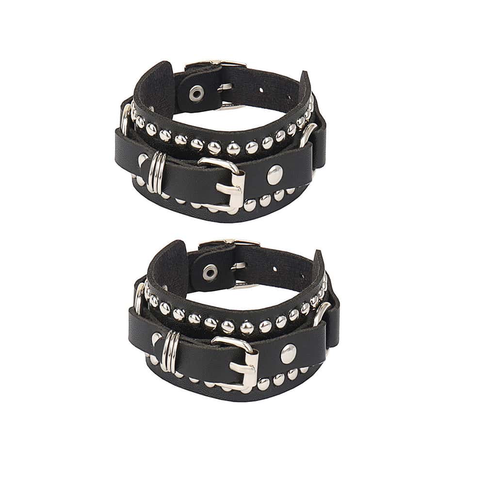 2Pcs/Set Leather Wristband Bracelet Cuff Goth Gothic Punk Bracelets ...
