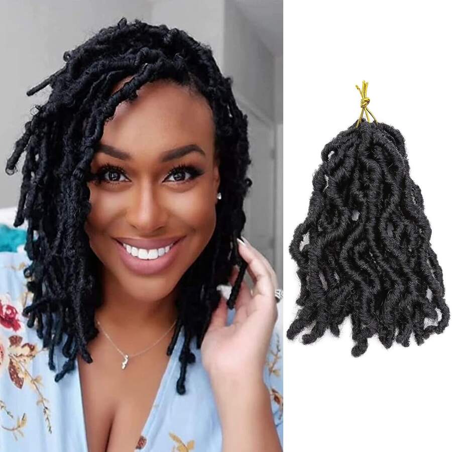 1 Pack 16 Strands 8 Inches Faux Locs Crochet Hair Natural Black Soft Locs Pre Looped Short Faux