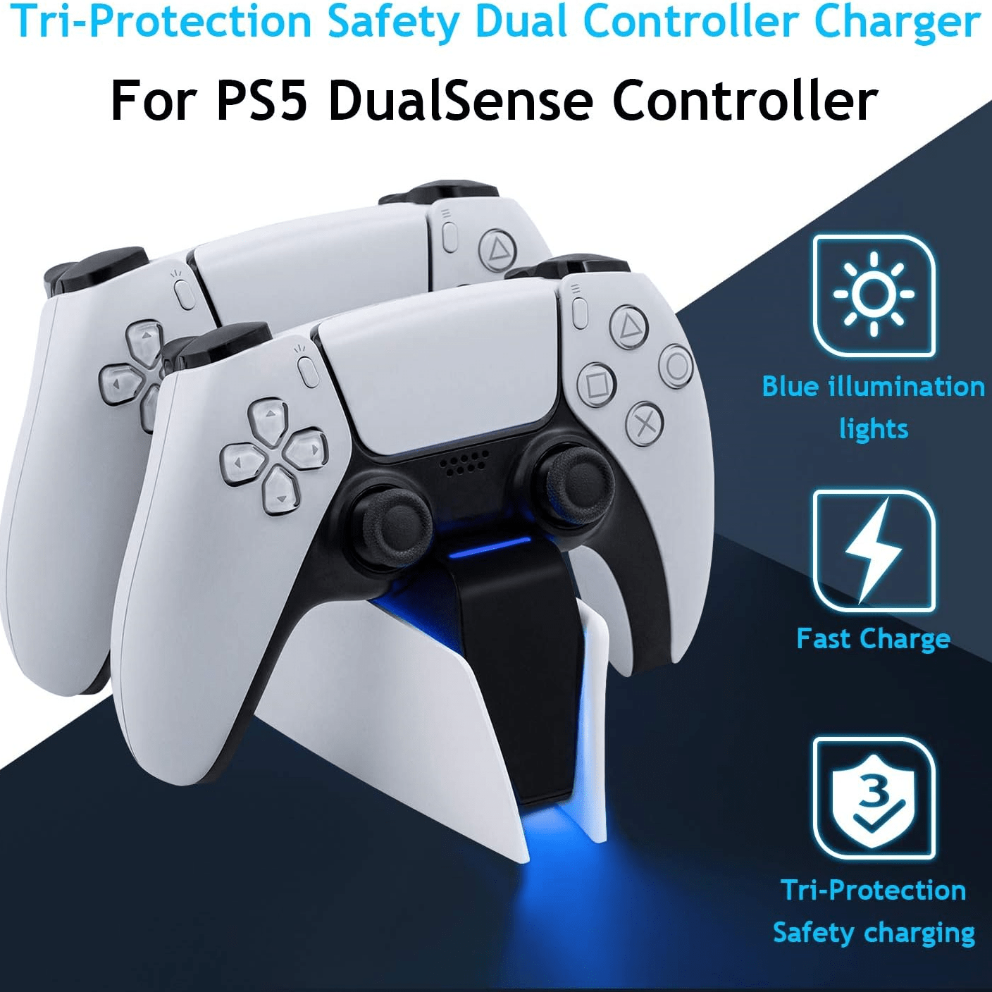1pc Dual Controller Charging Dock With Atmosphere Light And Touch ...