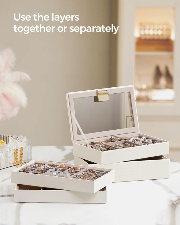 SONGMICS 4-Tier Jewelry Tray, Stackable Jewelry Box, Drawer Jewelry ...