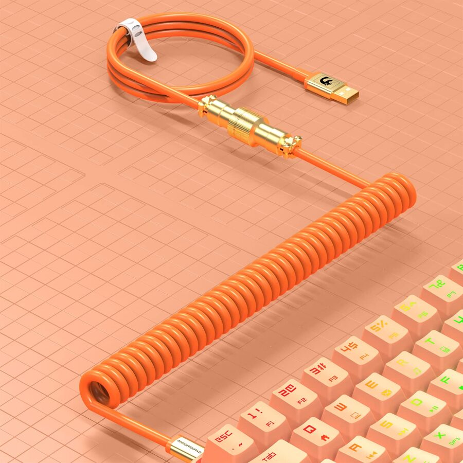 Custom Coiled Keyboard Cable for Gaming Keyboard, Double-Sleeved ...