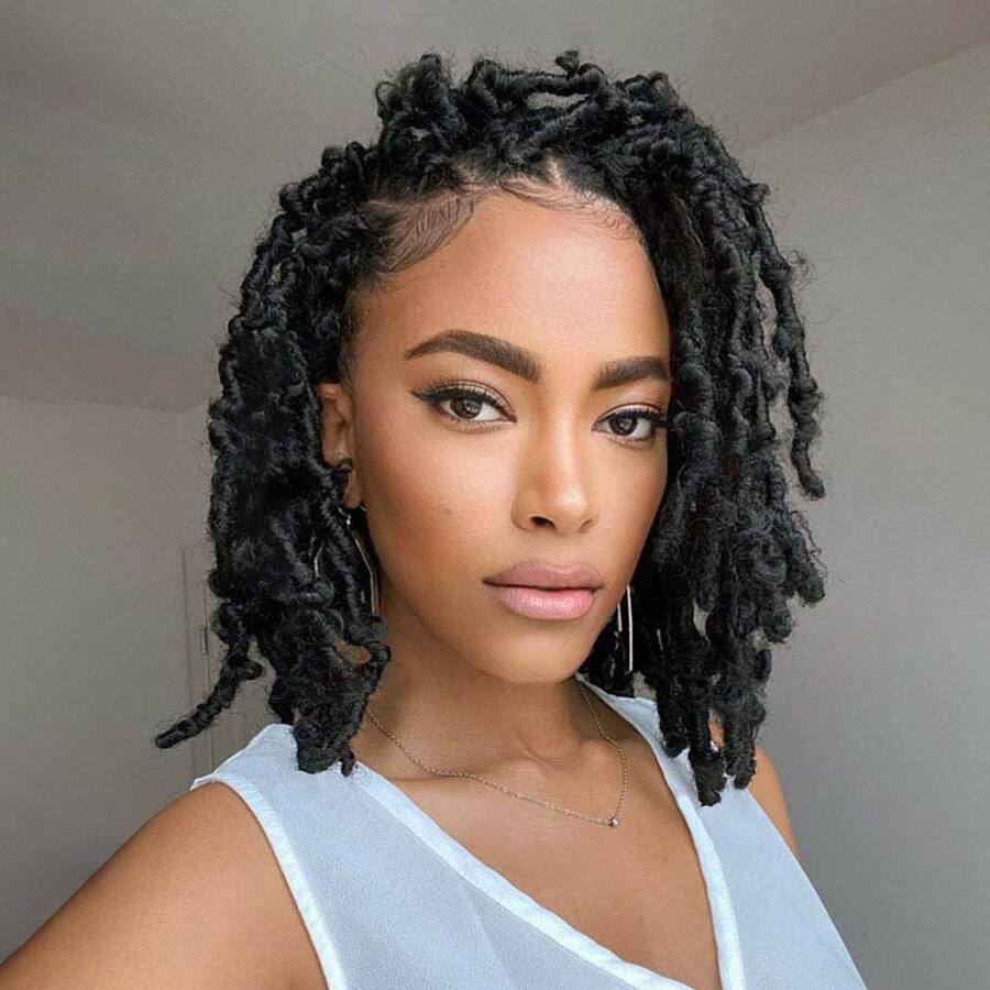 1 Pack 16 Strands 8 Inches Faux Locs Crochet Hair Natural Black Soft ...