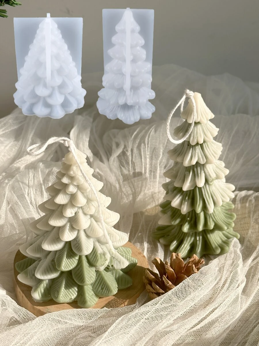 2pcs/Set Pine Tree Shaped Candle Molds | SHEIN USA