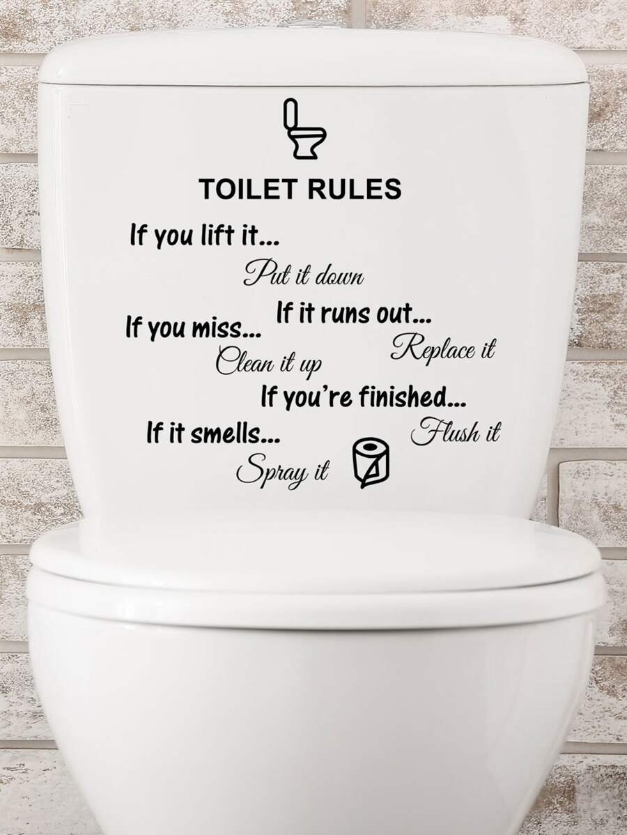 1pc Diy Removable Toilet Rules Wall Quotes Stickers, Washroom Bathroom ...