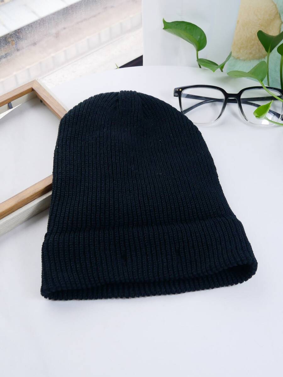Women's Korean Style Warm Winter Wooly Beanie, Solid Color Knit Cap ...