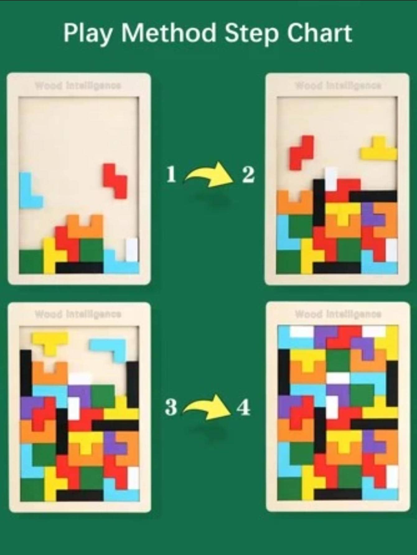 1set Wooden Puzzle Block, Modern Color Block Puzzle Block Toy For Kids ...