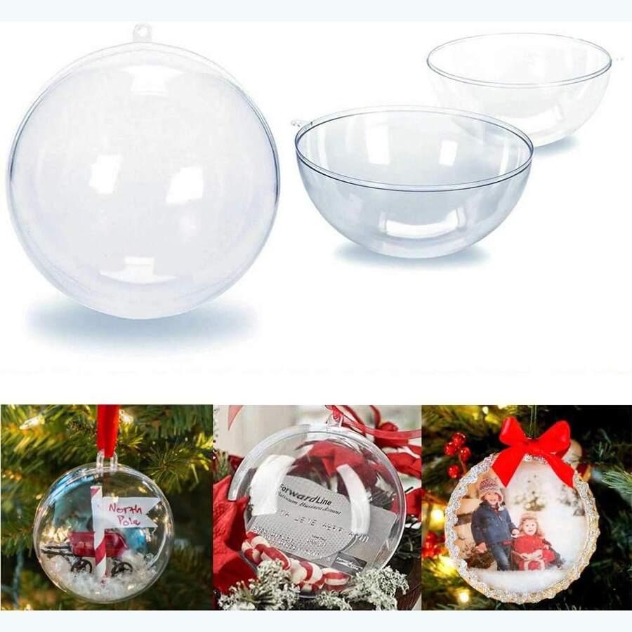 20 Packs Clear Christmas Ornaments, Clear Plastic Fillable Ornaments ...