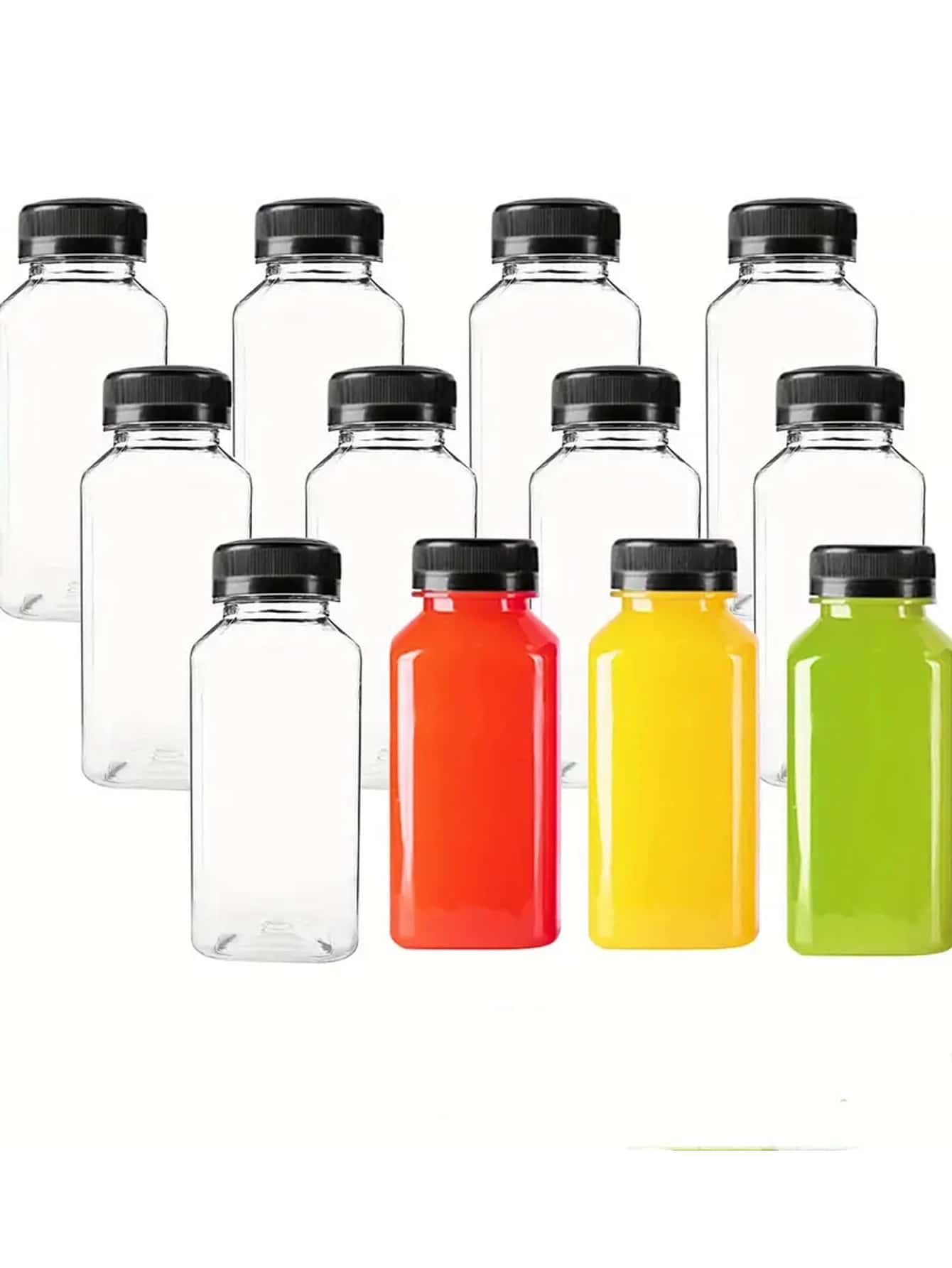 5pcs Plastic Juice Bottles With Caps, 8oz 12oz(250ml,350ml),Juice ...