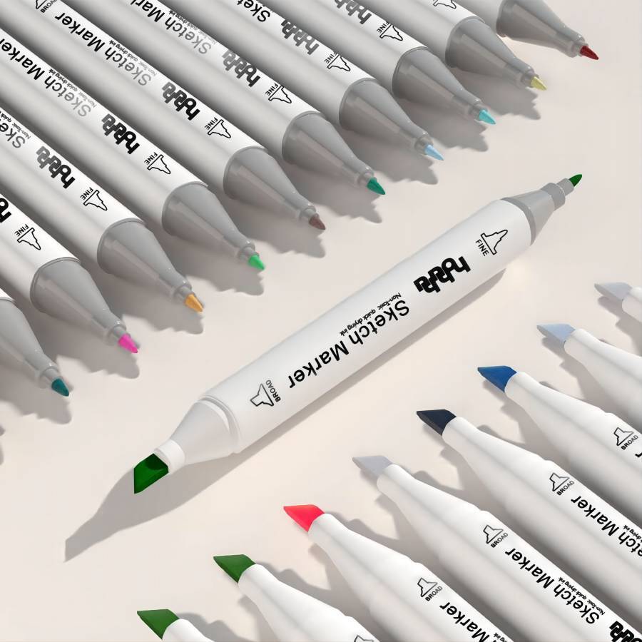 100-Color Dual Tip Art Markers - Broad And Fine Point - For Adult And ...