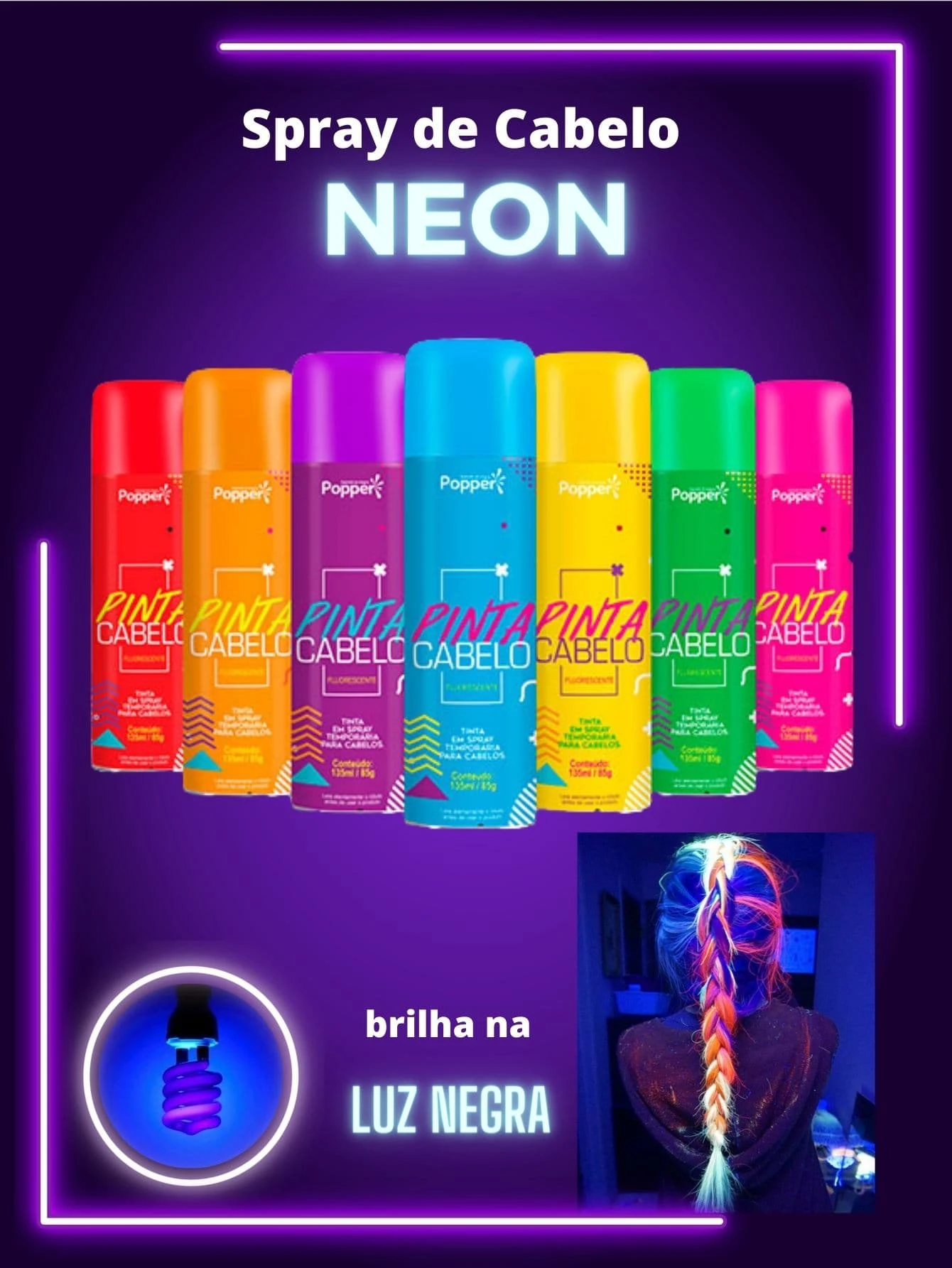 Spray de Cabelo Neon Brilha na Luz uv | SHEIN Brasil