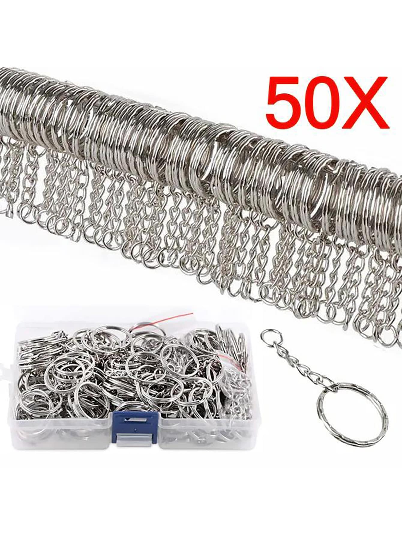 Metal Blank Keyring Keychain Split Rings Keyfob Key Rings Lobster Clasp ...