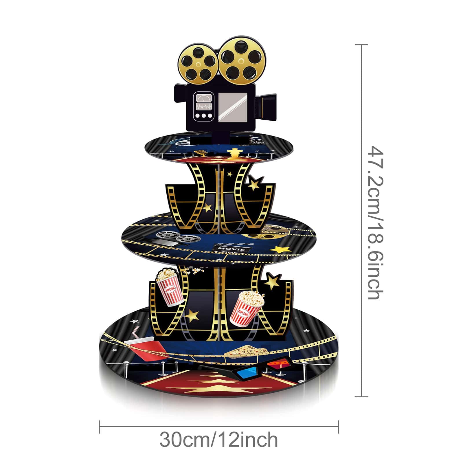 Hollywood Movie Night Cupcake Stand 3 Tier Hollywood Movie Night Party ...