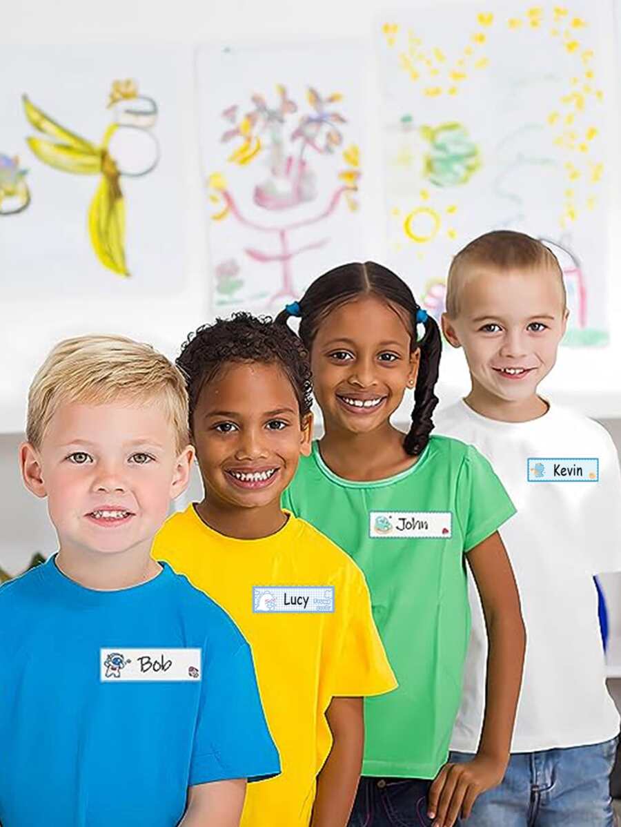 60 Pieces/1 Roll Name Tags Labels, Colorful Name Badge Stickers with ...