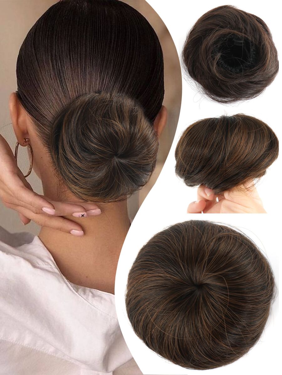Hair Buns Extensions Light Brown Fake Drawstring Ballet Bun Hair Pieces ...