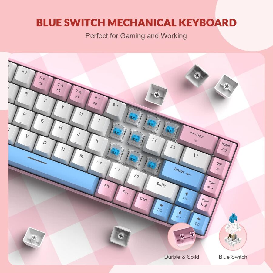 RK-T8 Wired 65% Mechanical Gaming Keyboard With RGB LED Backlit Anti ...