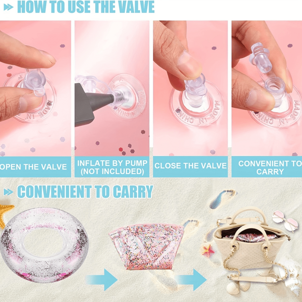 1 Pack Pink Glitter Swimming Ring For Pool, Beach, Lake. Glitter ...