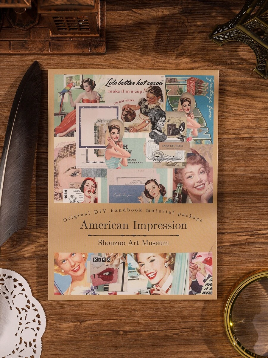 100pcs/pack Classical Pattern Material Paper, American Impression ...