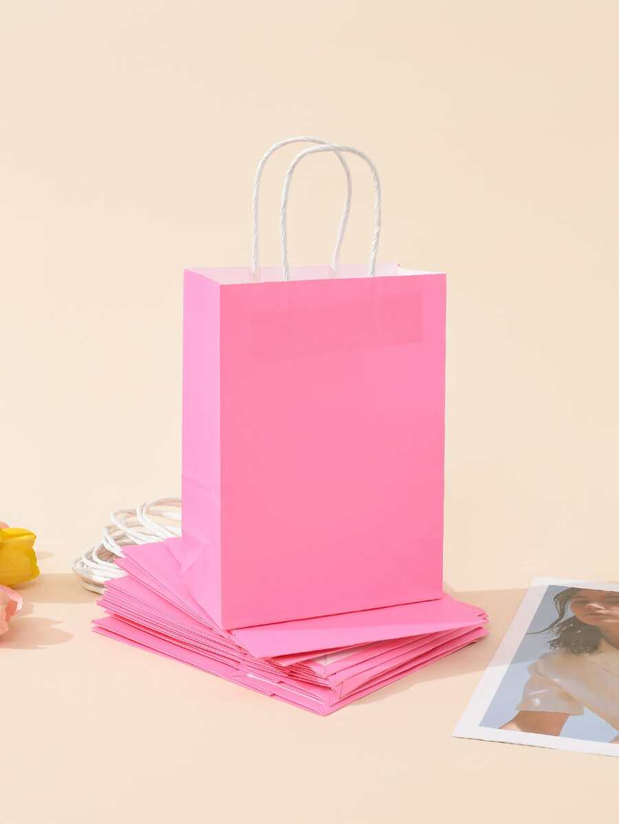 10pcs Rose Red Kraft Paper Handle Bags | SHEIN USA