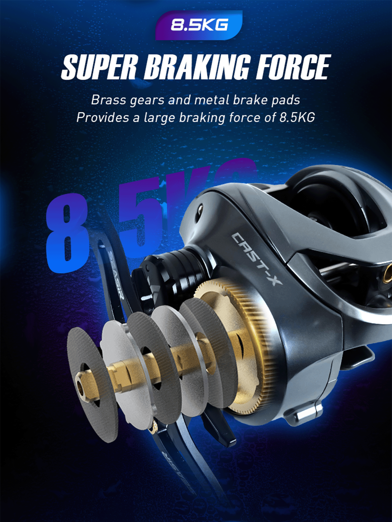 Dual-axis Casting Reel With Silver-color Body, Black Carbon Handle, 7.3 ...