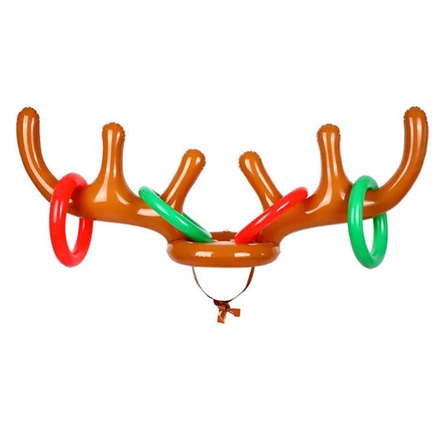 Set Of 2 Inflatable Reindeer Antler Toss Game, (2 Inflatable Antlers, 8 ...