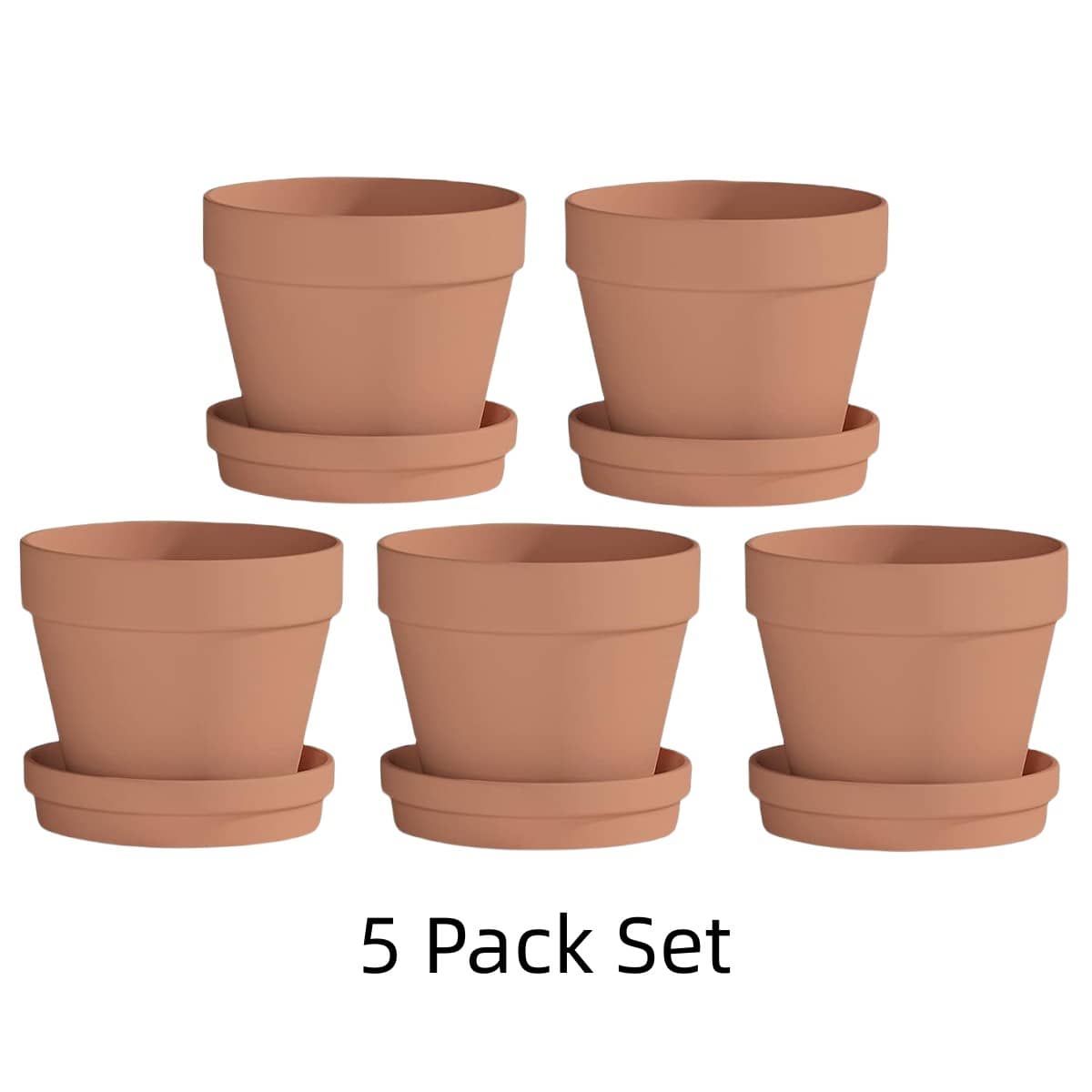 4 Inch Clay Pot for Plant with Saucer - 5 Packs Terra Cotta Plant Pot ...