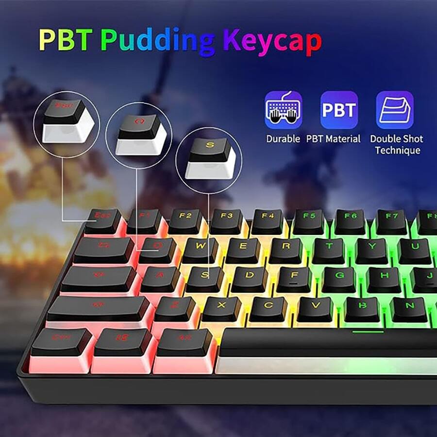 AJAZZ AJAZZ STK61 Wireless Pudding Pudding Keycaps Dual Mode Mechanical ...