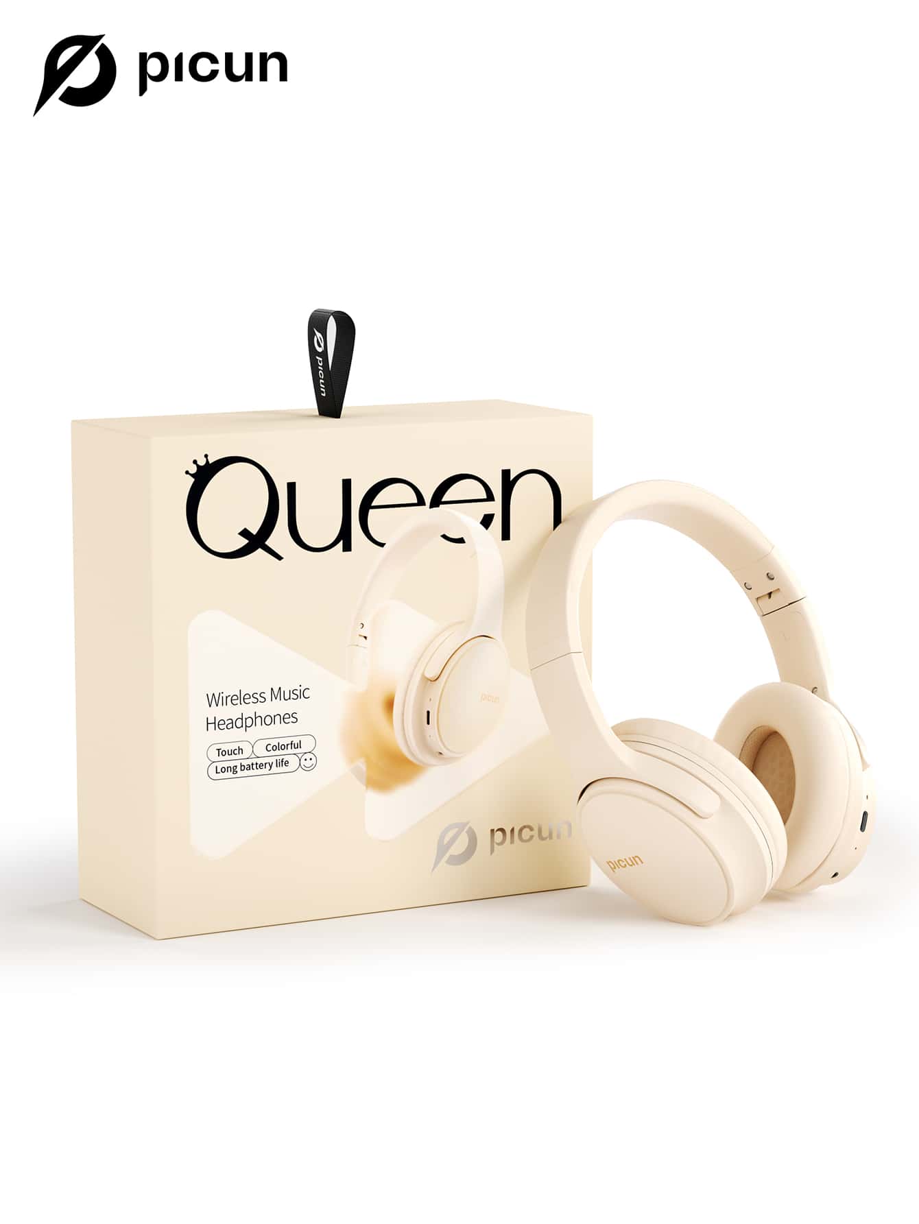 Picun Picun Queen ワイヤレスヘッドホン オーバーイヤー型 ノイズキャンセリング 女性向けデザイン マイク付き ワイヤレス ...