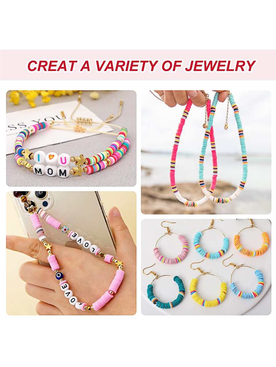 4800pcs 48 Colors Polymer Clay Beads Kit, Charm Bracelet Making Set For ...